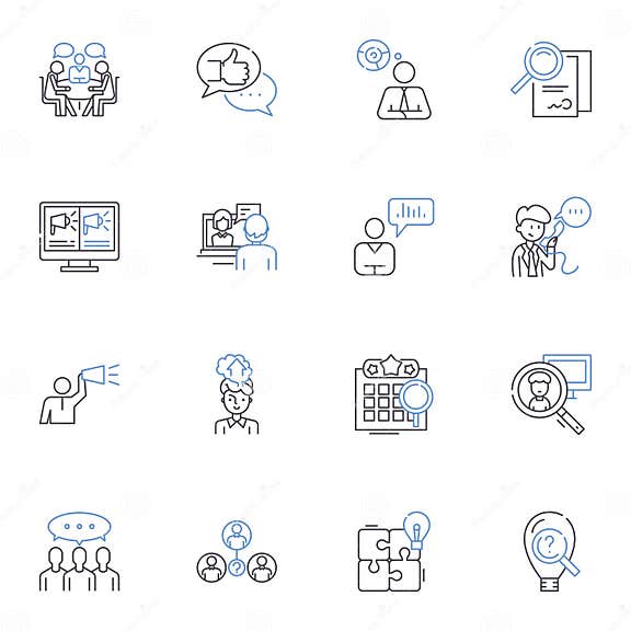 Examining And Comments Line Icons Collection Annotating Critiquing Scanning Reflecting