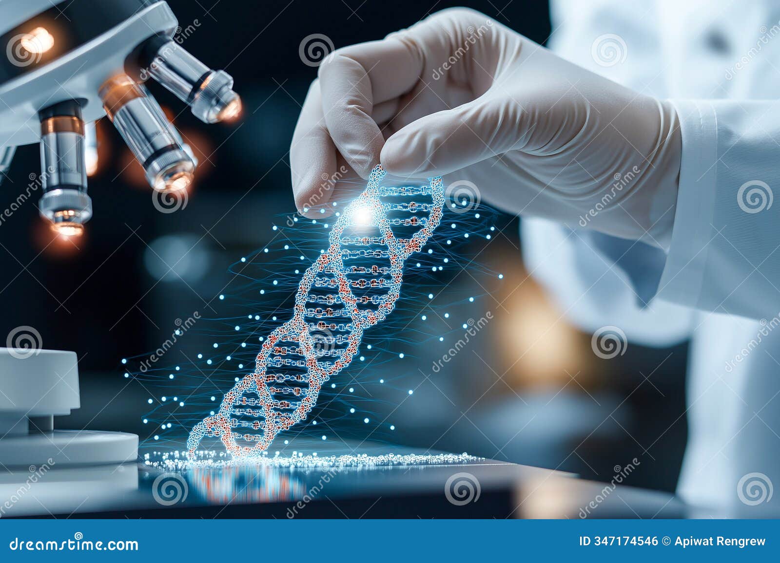Examining DNA Structure Under HighTech Microscope Generative AI Stock Illustration ...