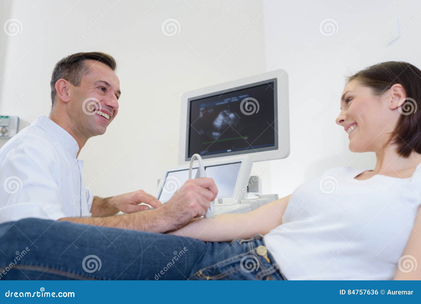 Examining Joint Using Ultrasound Stock Photo - Image of medical, screen ...