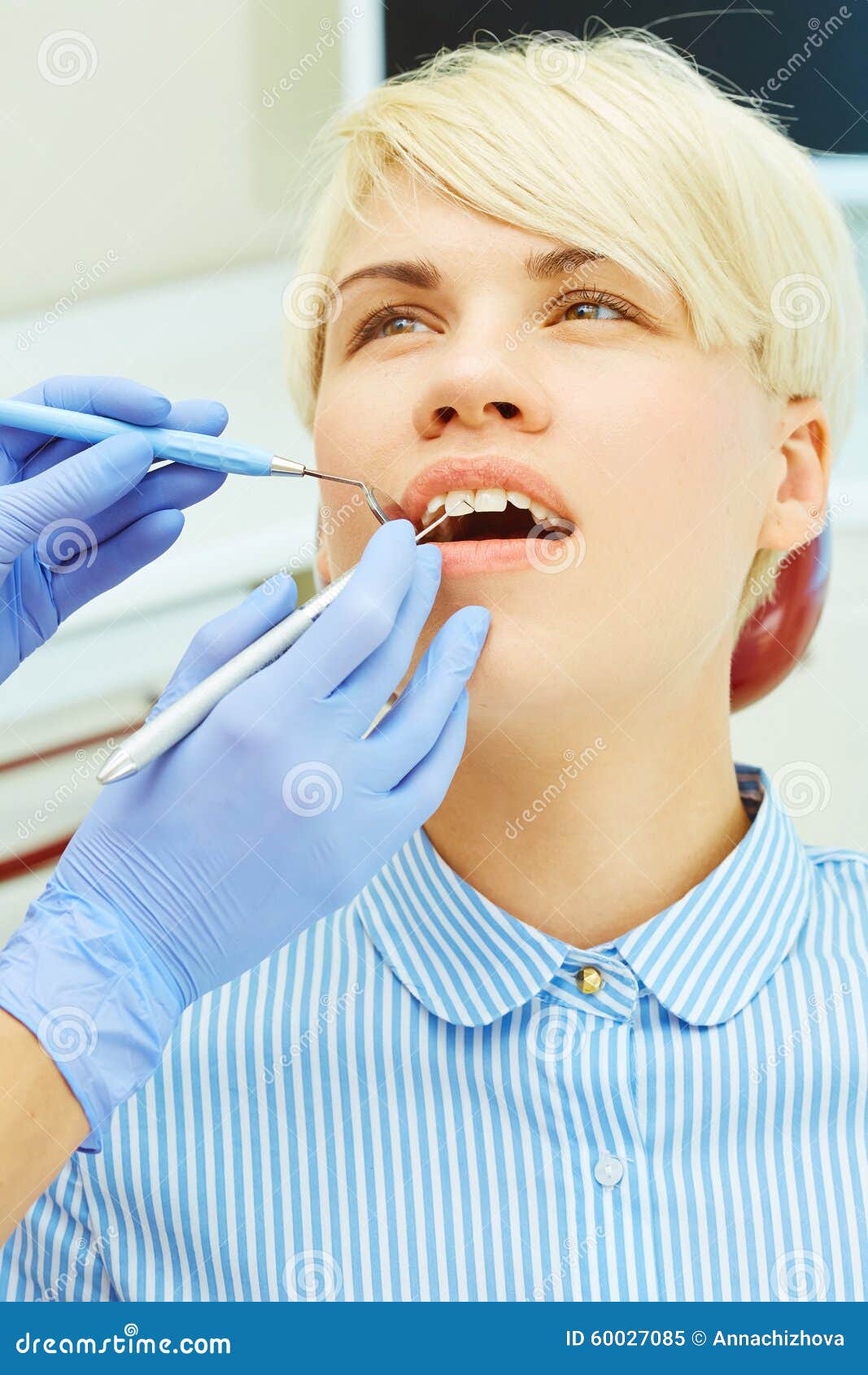 Examining teeth stock image. Image of caucasian, girl - 60027085