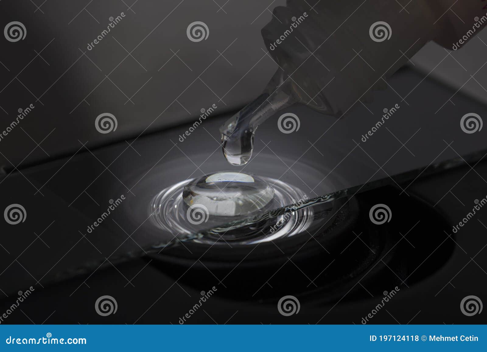 Examining of Test Sample Under the Microscope in Laboratory. Optical ...