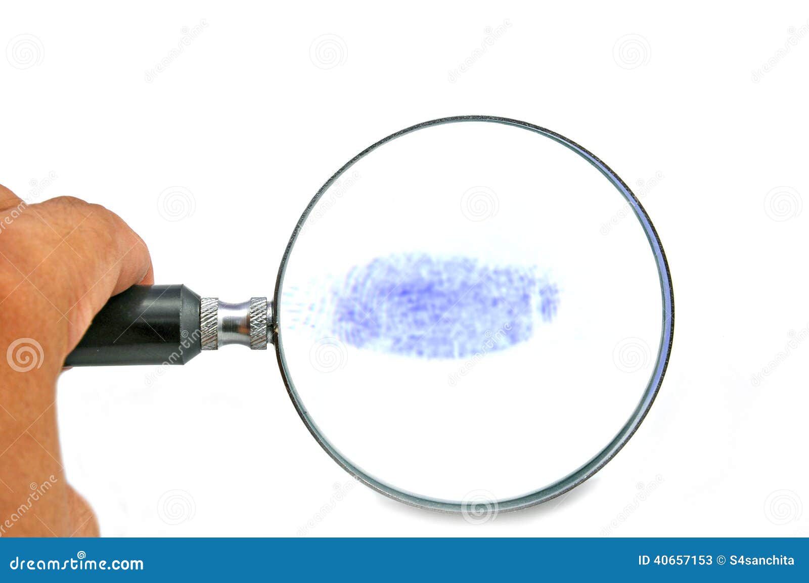 Examining Thumb Impression with Hand Lens Stock Image - Image of print ...