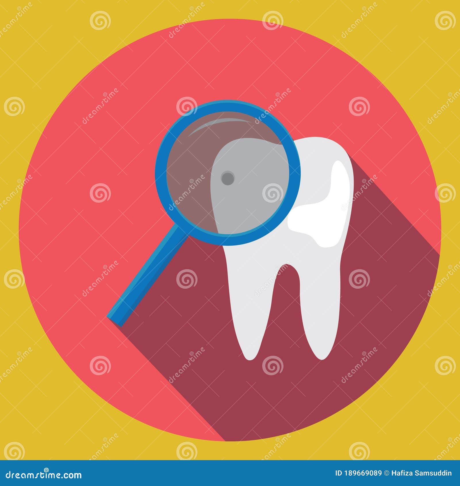 Examining Tooth with Magnifier. Vector Illustration Decorative Design ...