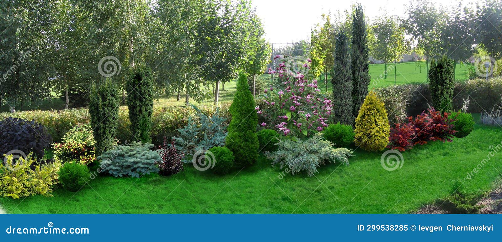 Example of Backyard Decorating and Grouping Plants, 3D Render Stock ...