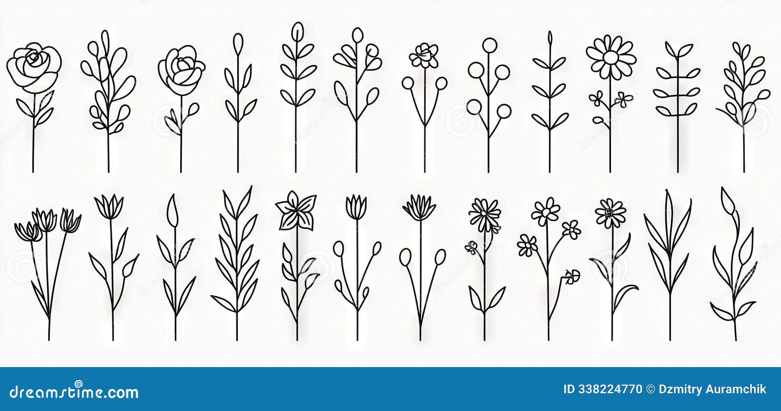 An Example of a Continuous Line Drawing of Flowers - Roses, Peonies ...