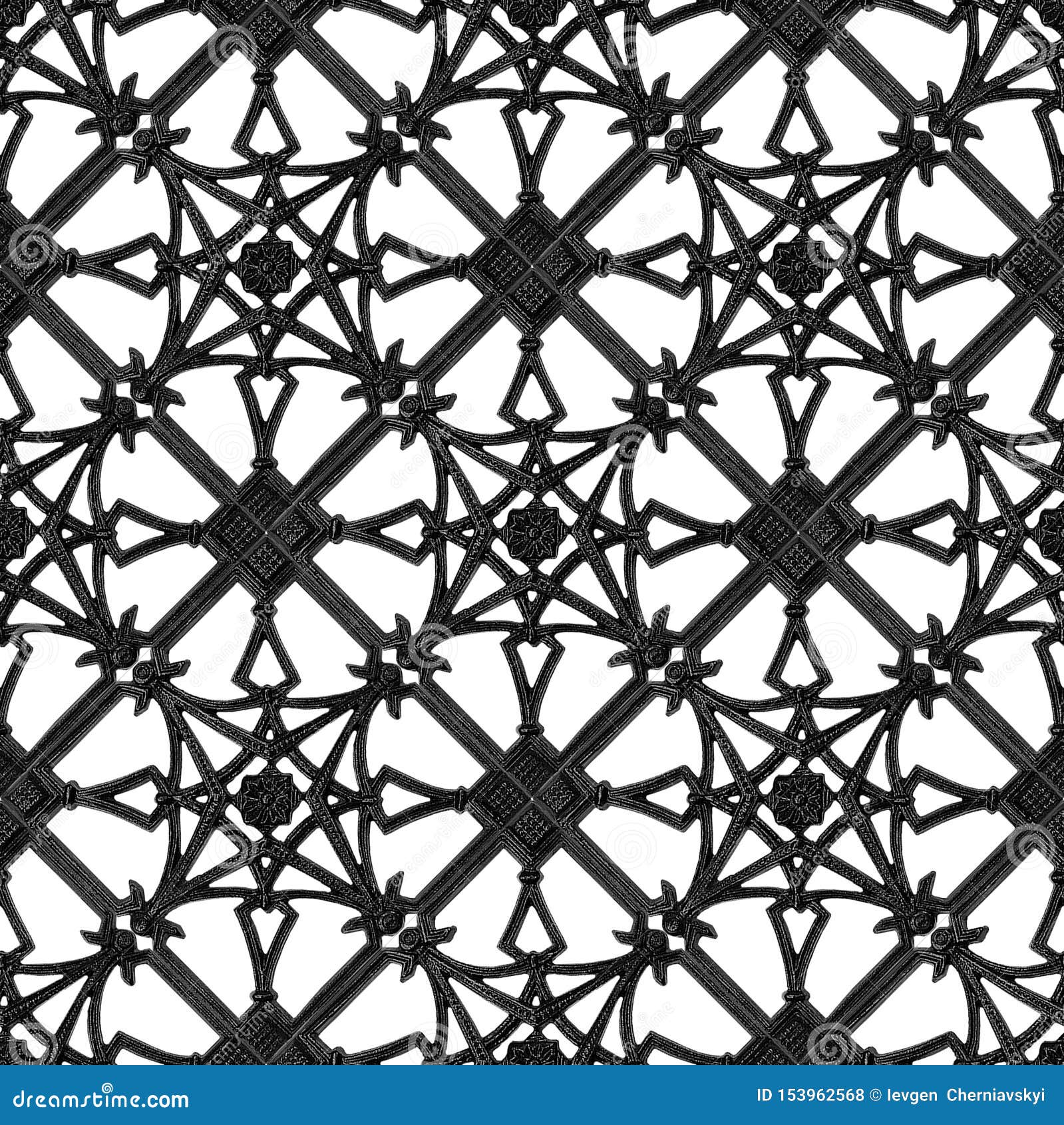 Seamless, Texture of Wrought Iron Latticework Pattern, 3D Illustration ...