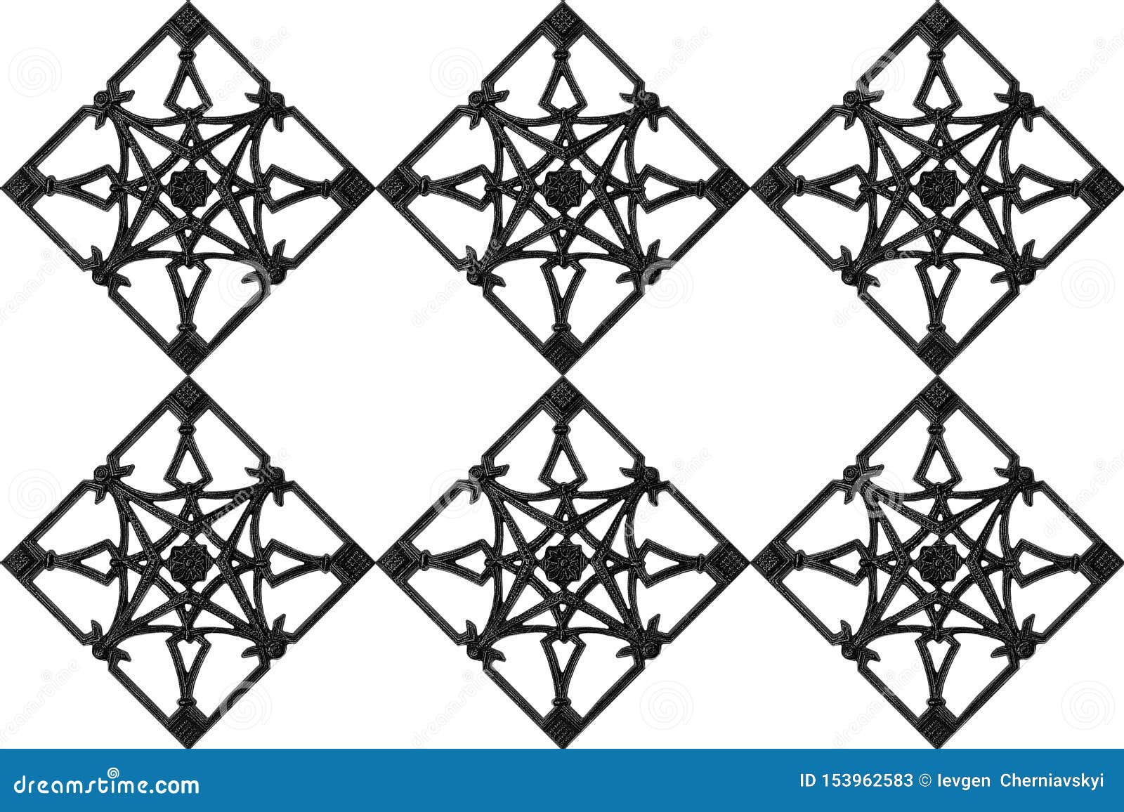 Seamless, Texture of Wrought Iron Latticework Pattern, 3D Illustration ...