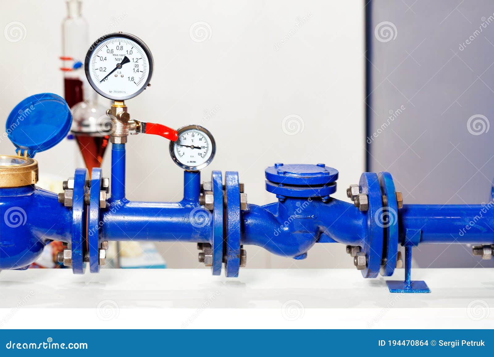Water Metering and Pressure System Using Manometers, Close-up Stock ...