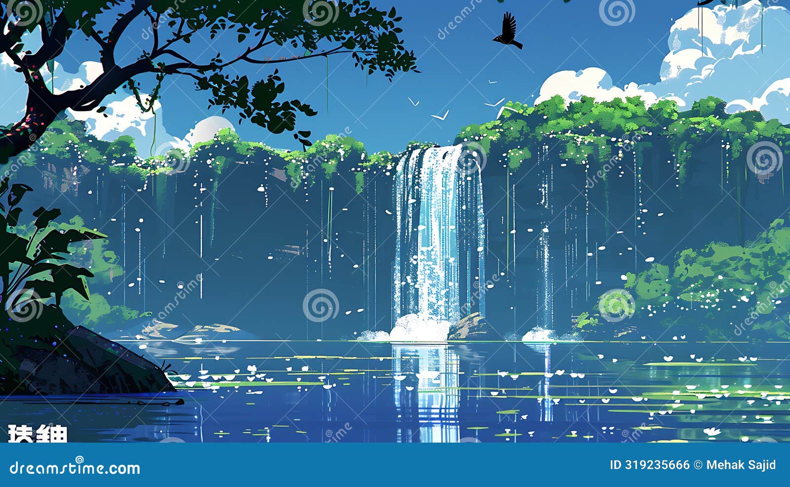 Example of Landscape - Beautiful View of Waterfall, Forest, Mountain ...