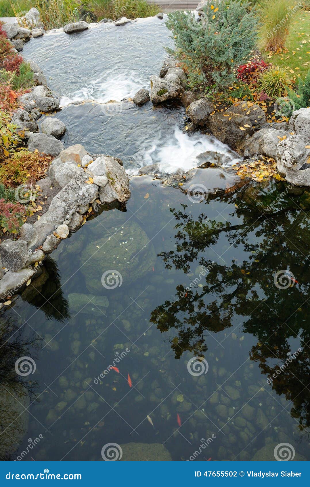 Example of Landscaping with Stream Stock Photo - Image of reflection ...