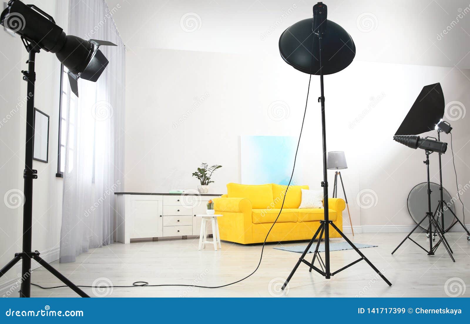 Example of Living Room Interior Design and Professional Equipment Stock ...