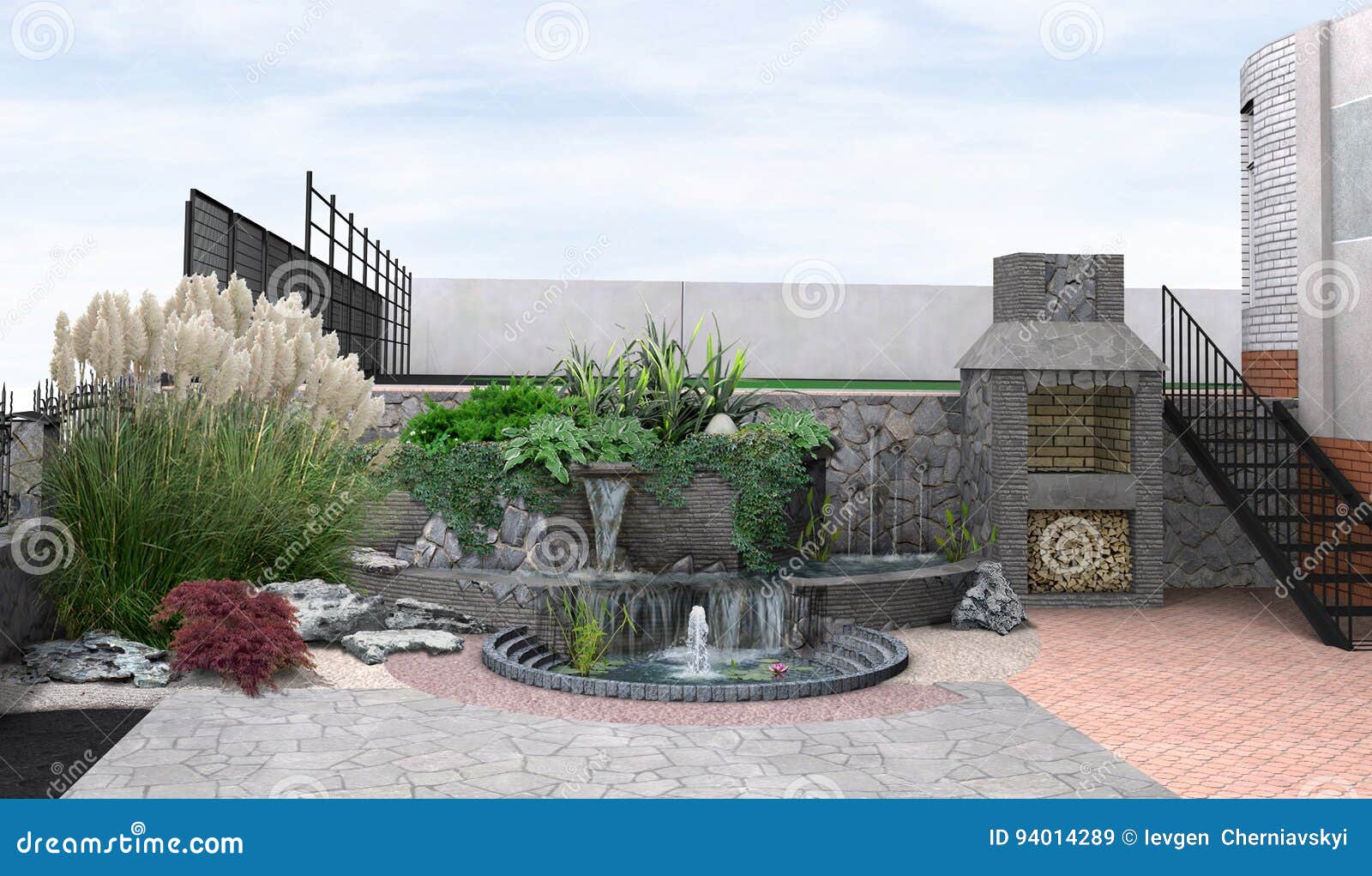 Example of Multi Level Landscaping, 3d Render Stock Illustration ...