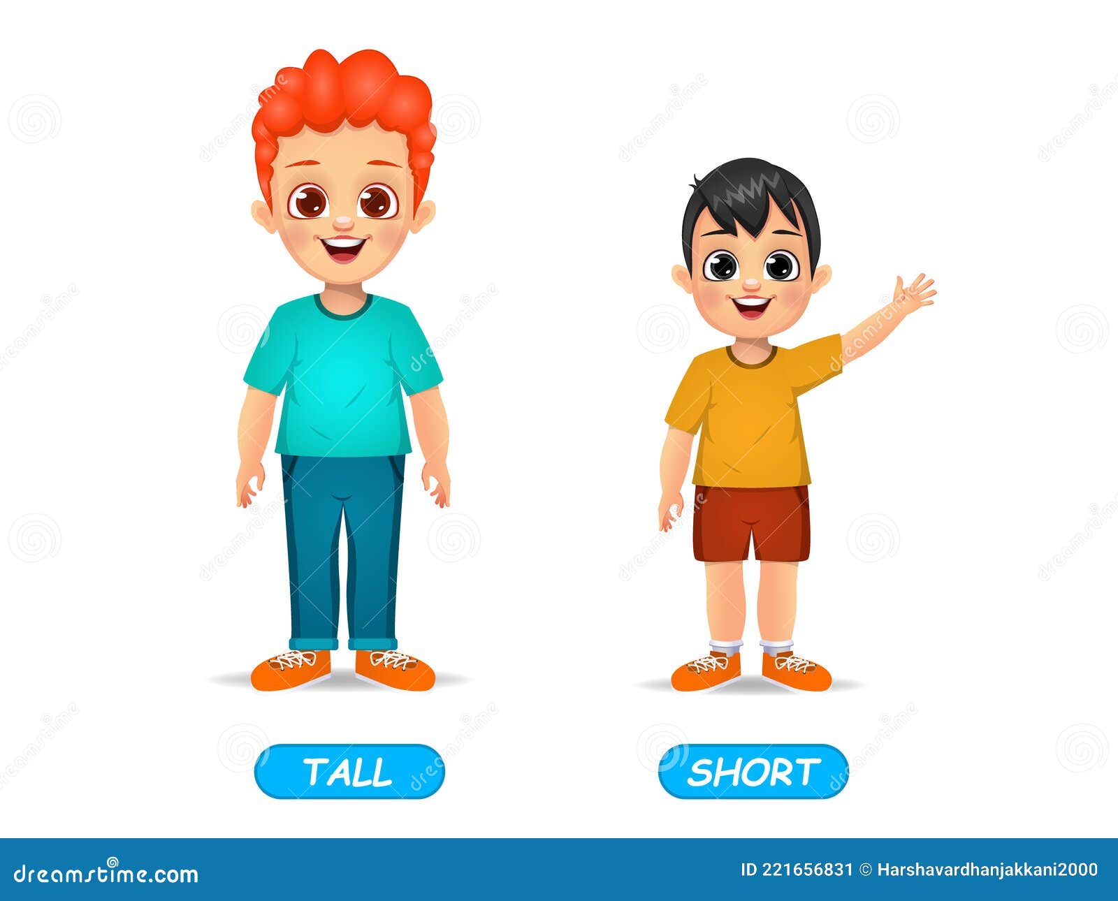 Opposite Adjectives With Cartoon Drawings Vector Illustration ...