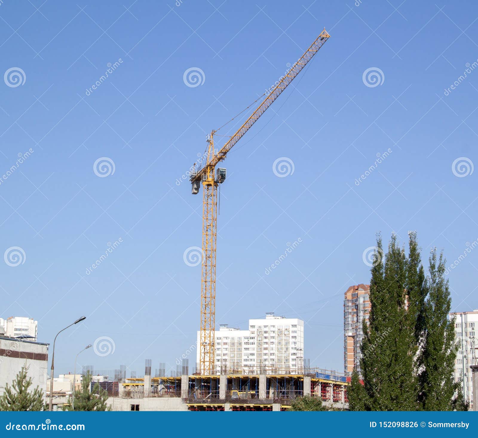 Example of Point Construction in a Residential Area. Crane on the Site ...