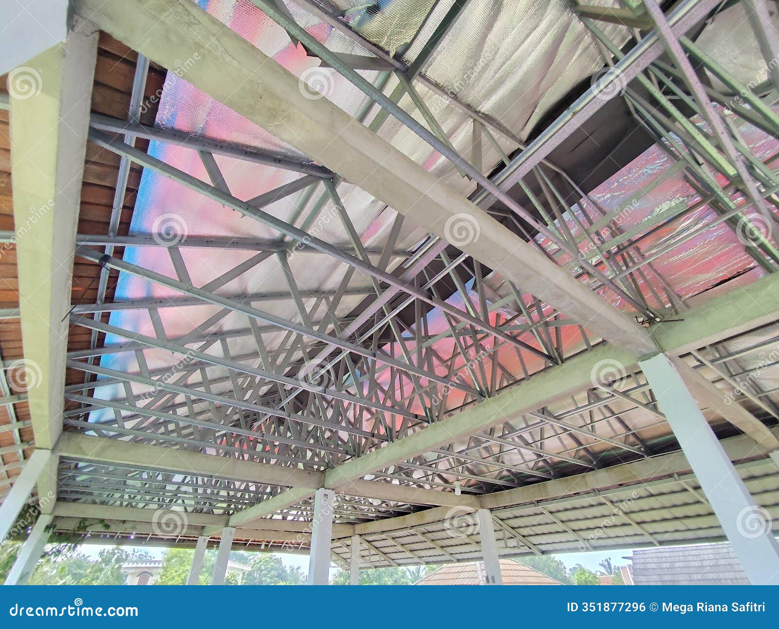 Example of Roof Installation Using Sturdy Lightweight Steel Stock Photo ...