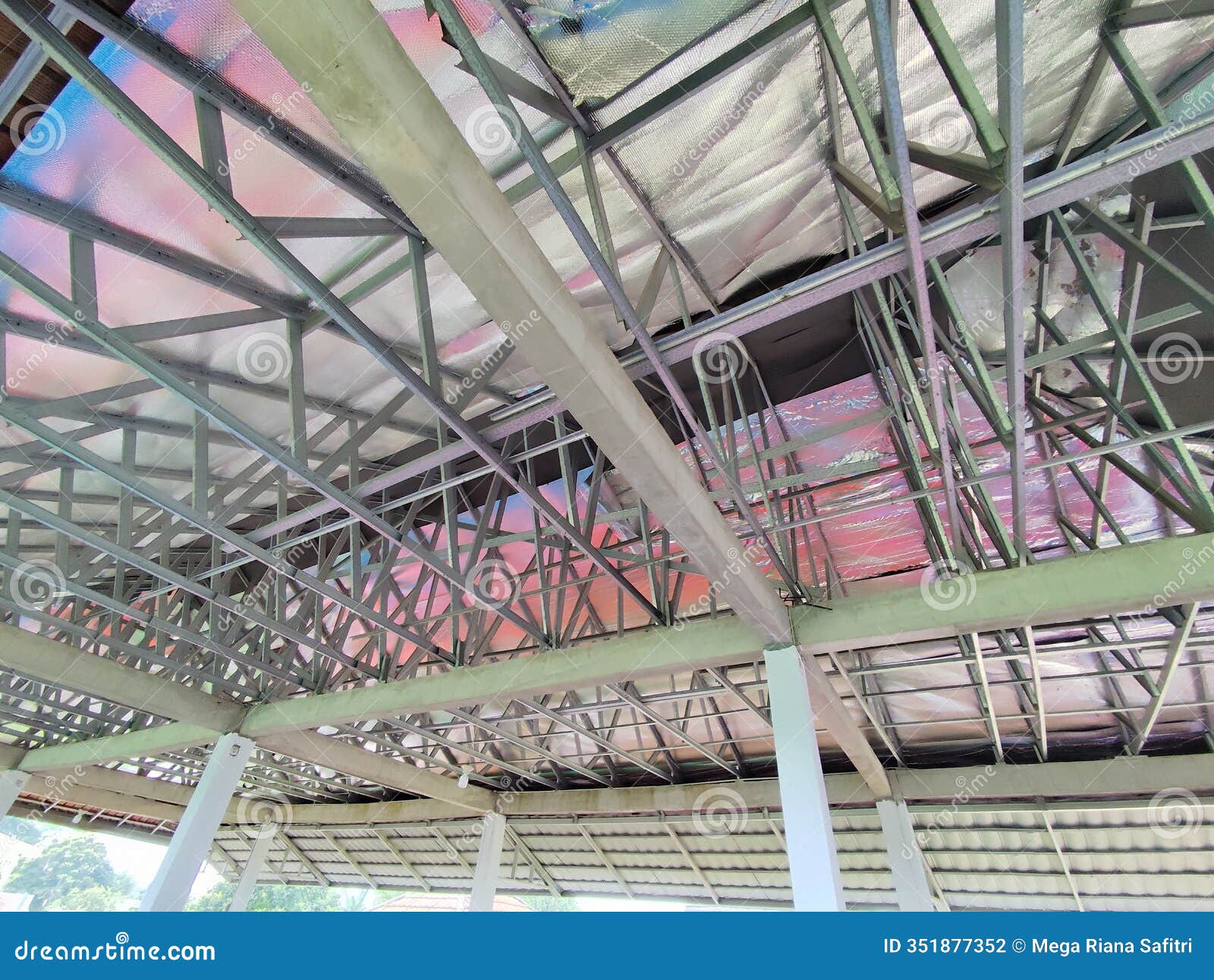 Example of Roof Installation Using Sturdy Lightweight Steel Stock Photo ...