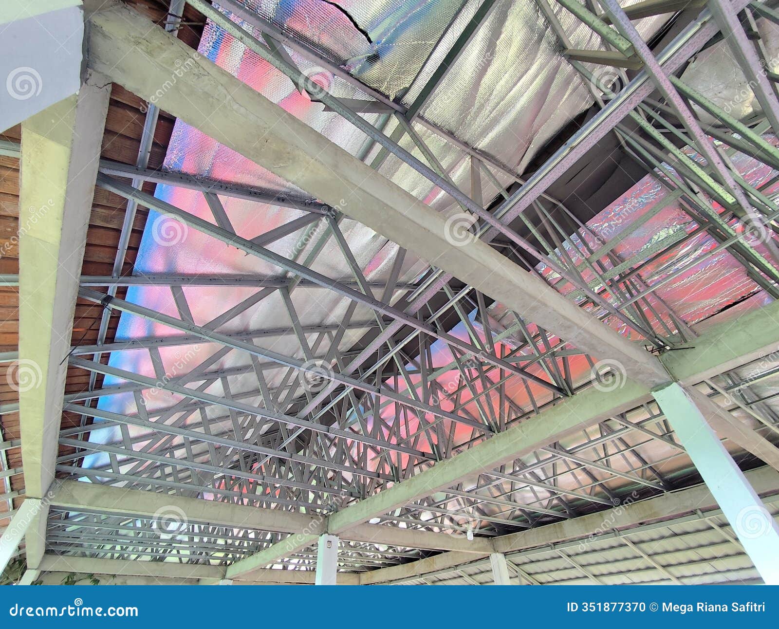 Example of Roof Installation Using Sturdy Lightweight Steel Stock Photo ...