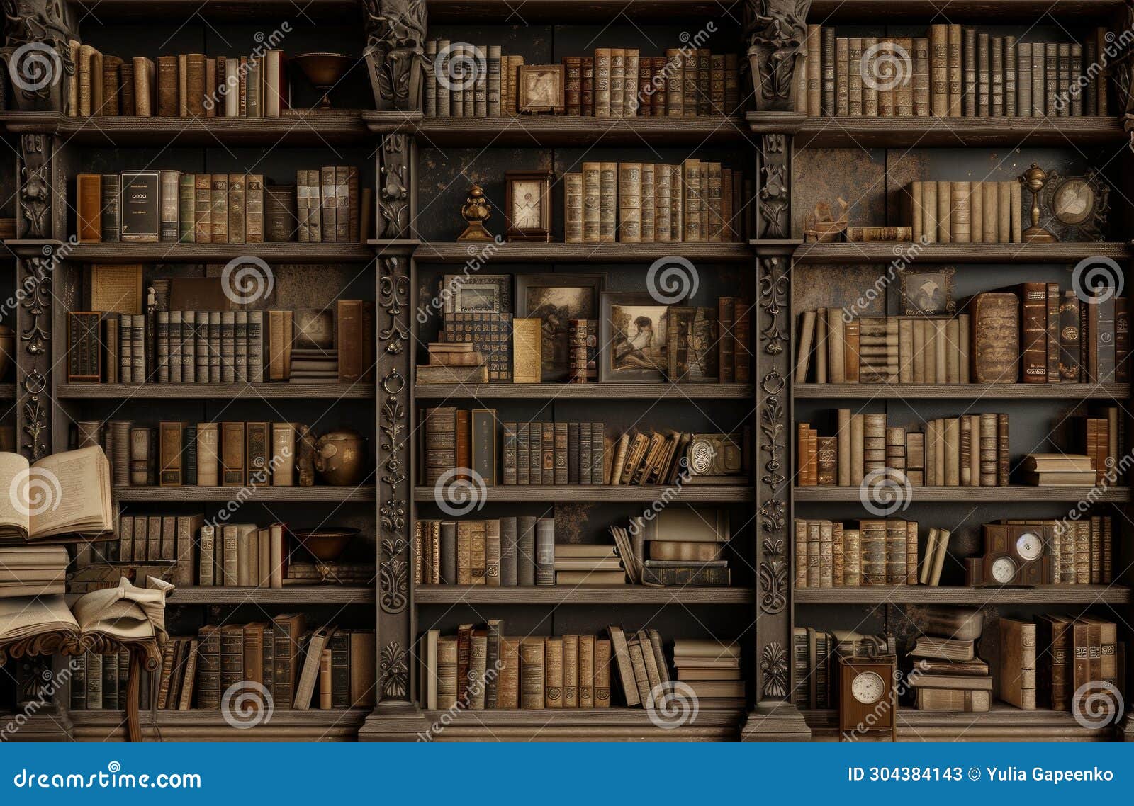 An Example of the Shelf Above and Below Bookcases in an Old Library ...