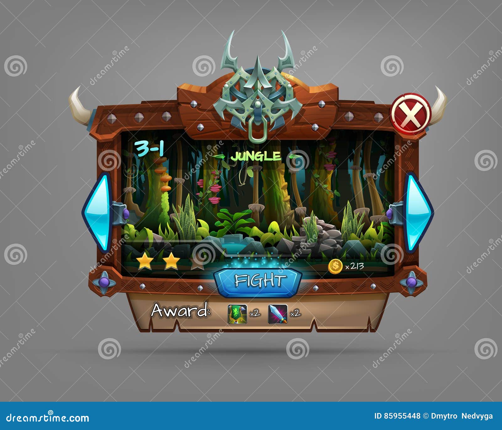 Example of Wooden Board User Interface of a Computer Game. Window Level ...