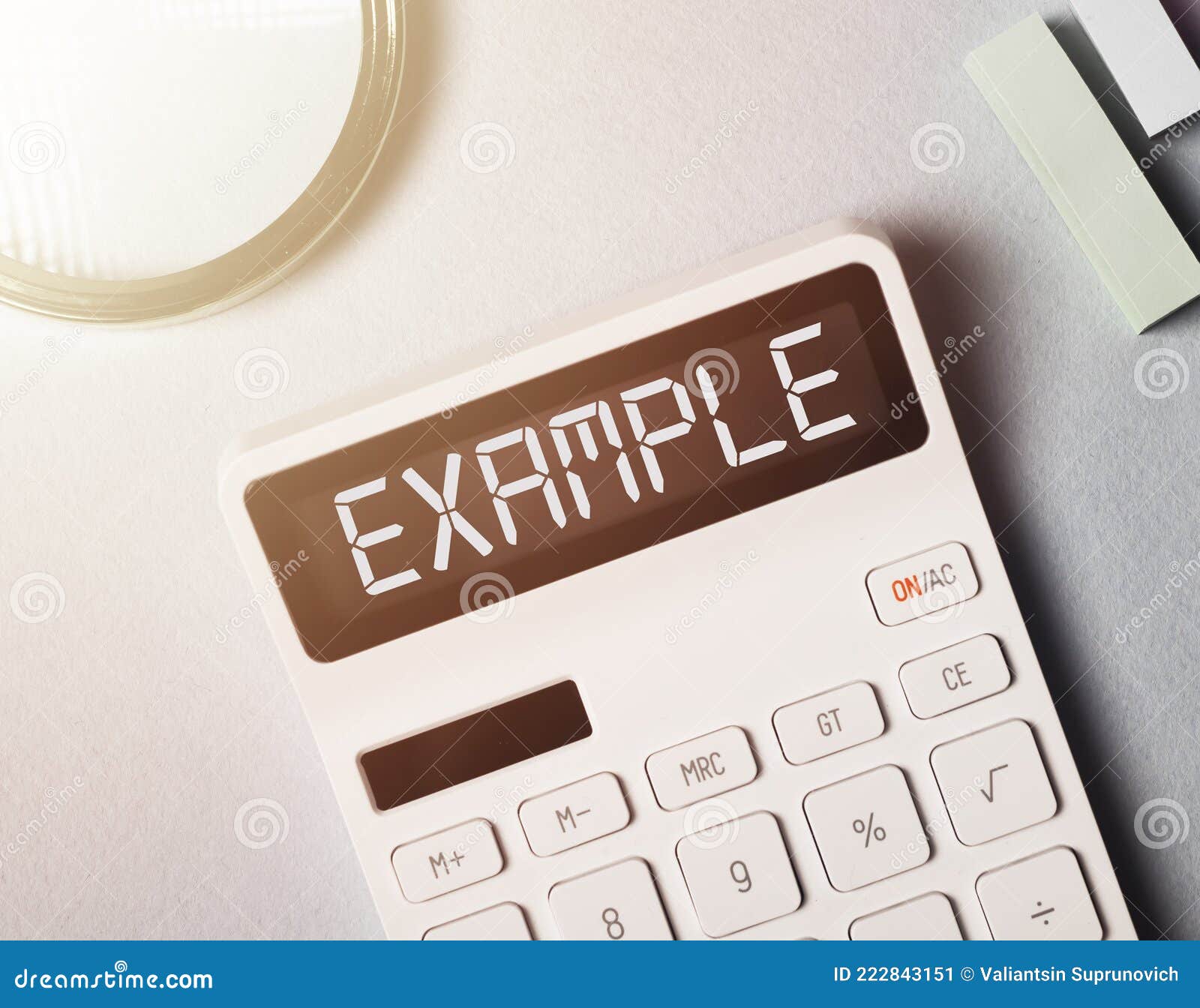 Example Word on Calculator Display, Top View Stock Image - Image of ...