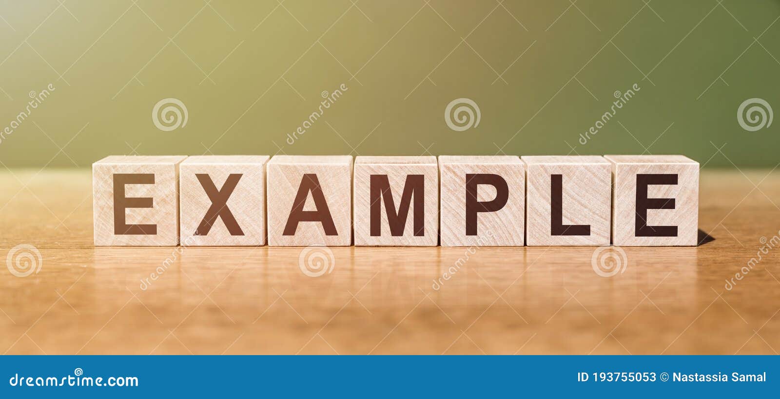 EXAMPLE Word Written on Wooden Blocks on Wooden Table. Concept for Your ...