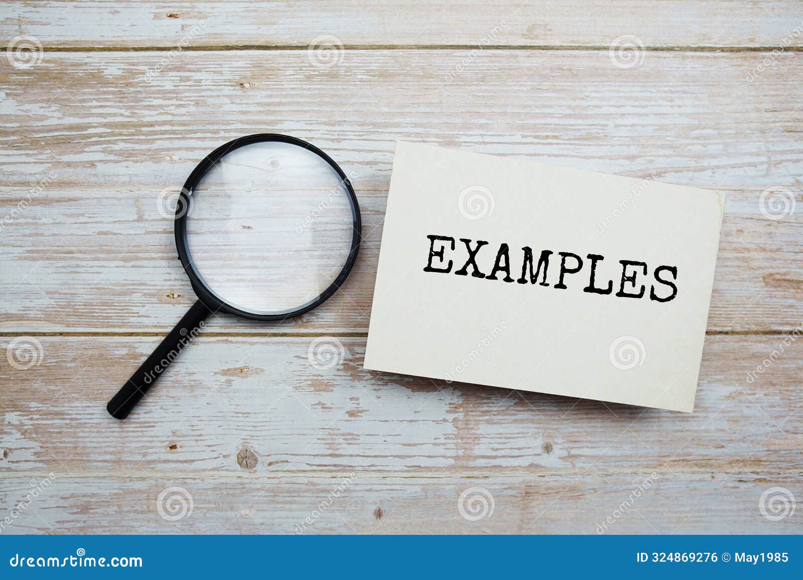 Examples Text Message and Magnifying Glass with Space Copy on Wooden ...