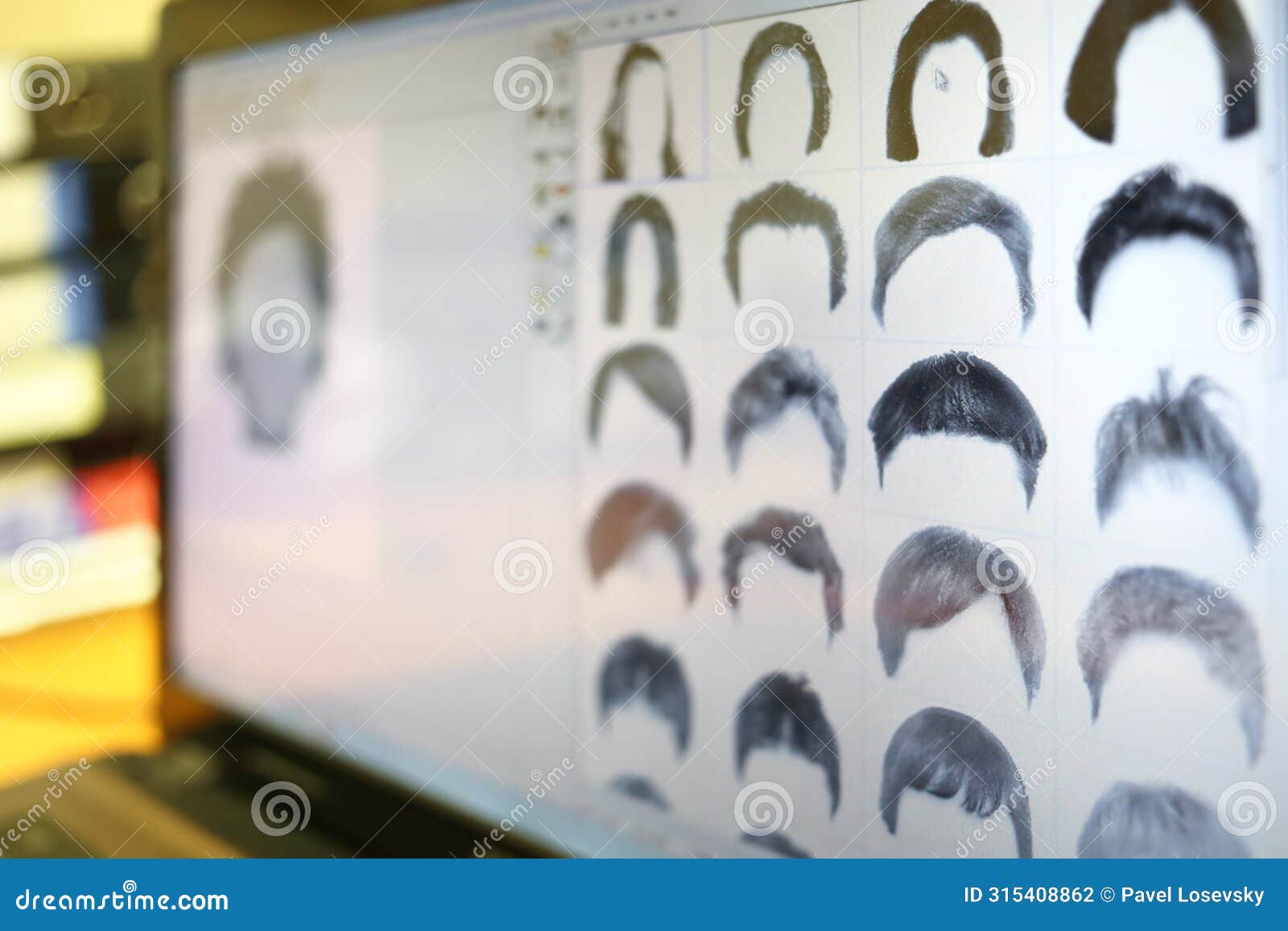 Examples of Different Hair for Identikit on Stock Photo - Image of face ...