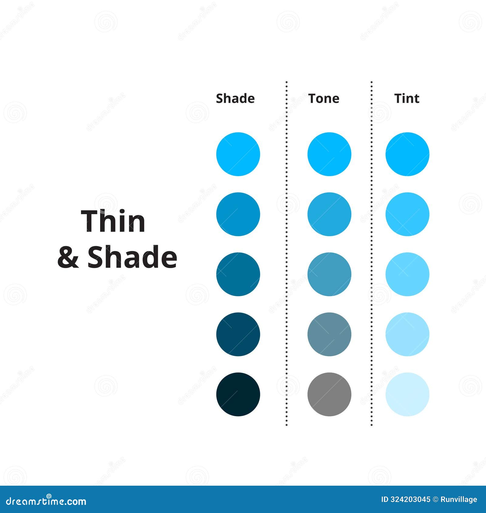 Examples of Tint, Shade, and Tone in Color Stock Vector - Illustration ...