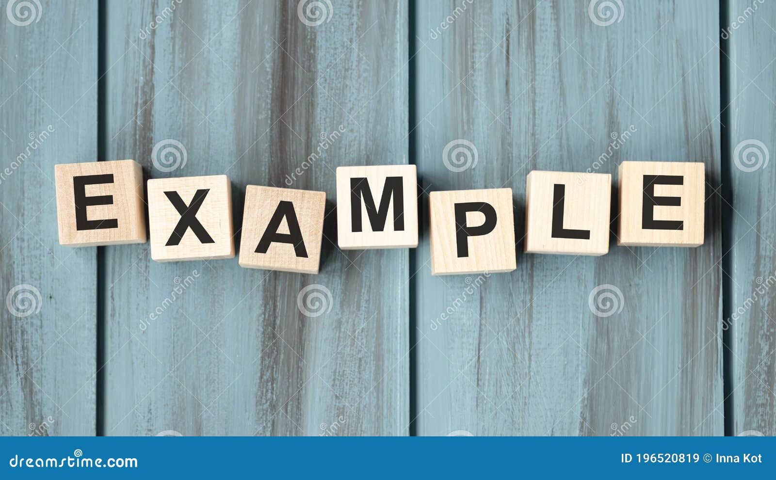 Examples Word Written on Wood Block. Examples Text on Table Stock Image ...