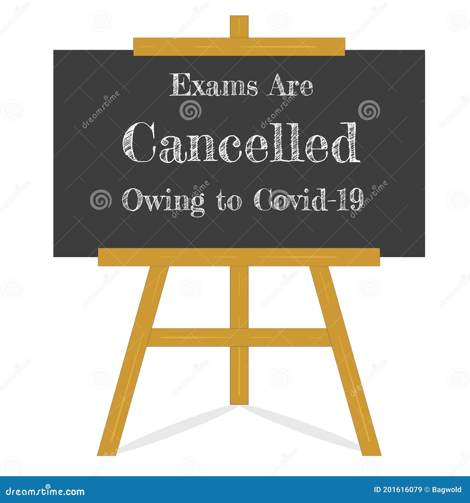 Exams are Cancelled Owing To Covid-19 on a Blackboard and Easel ...
