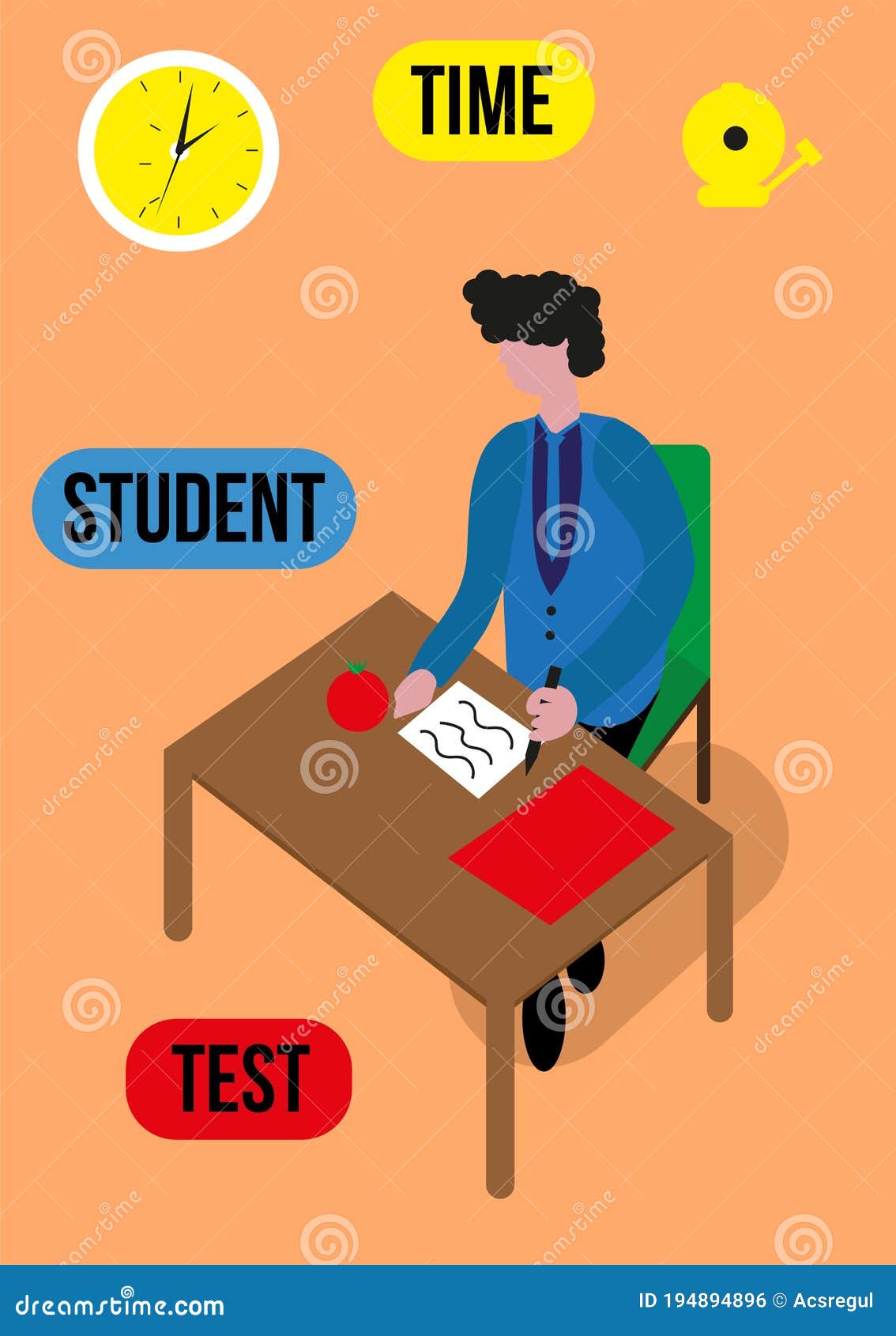 Exam Classroom Full Of Students Writing A Test Cartoon Vector ...