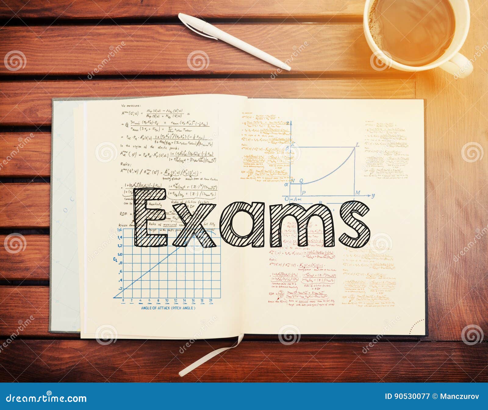 Exams : Text Inside Notebook on Table with Coffee Stock Image - Image ...