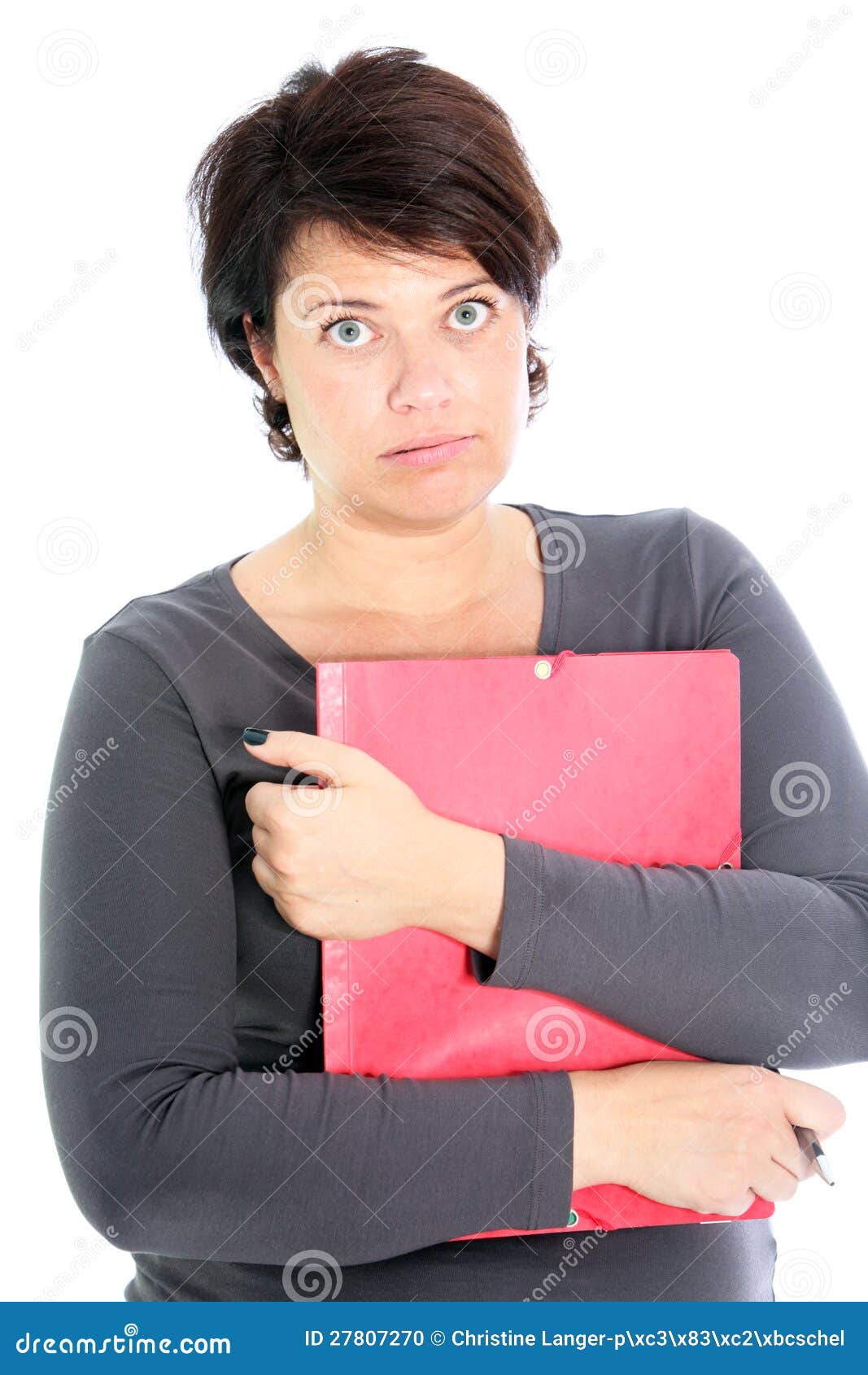 Exasperated, Overworked Woman Clutching Paperwork Stock Photo - Image ...