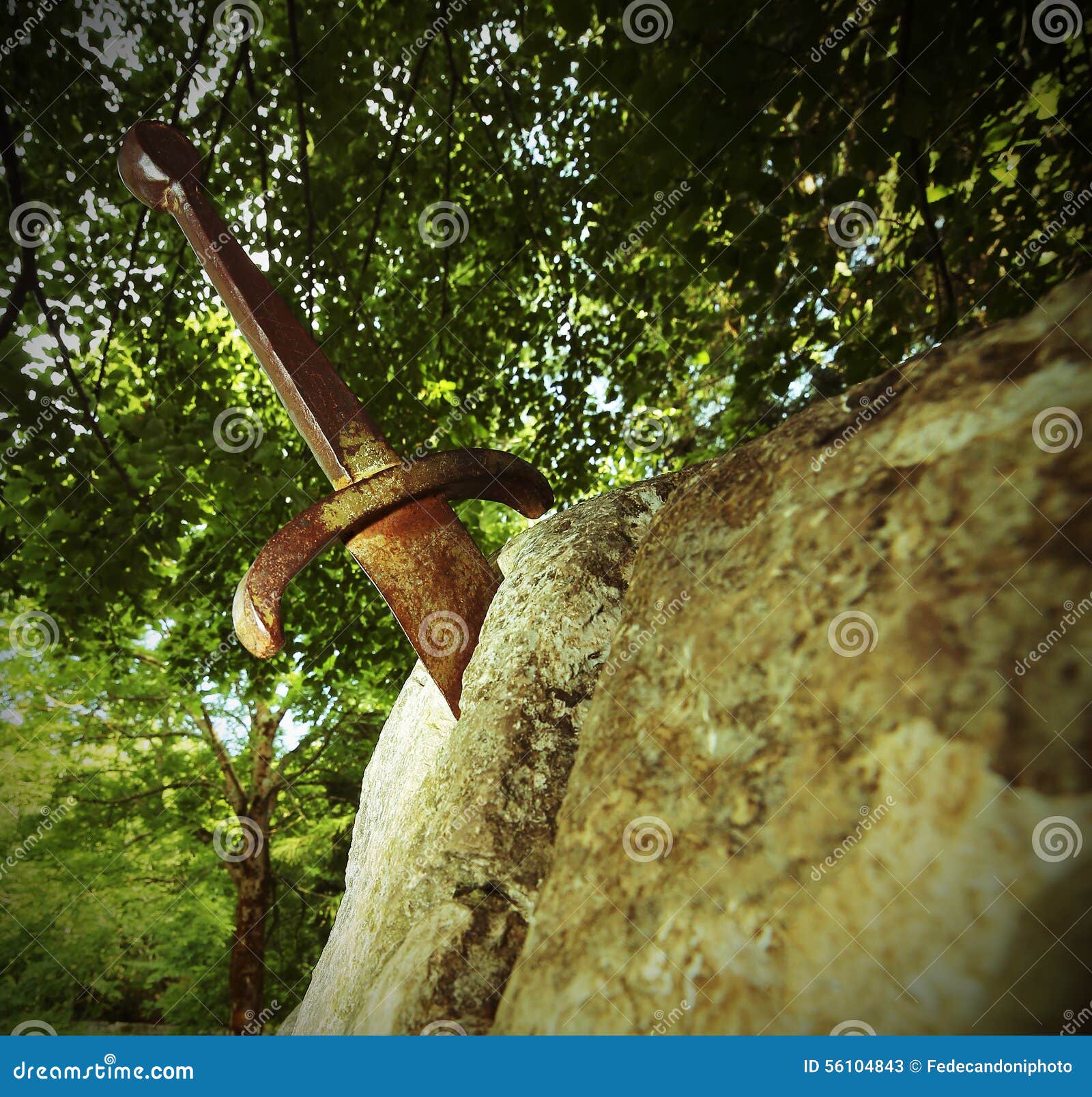 Excalibur the Famous Sword in the Stone of King Arthur in the Forest ...