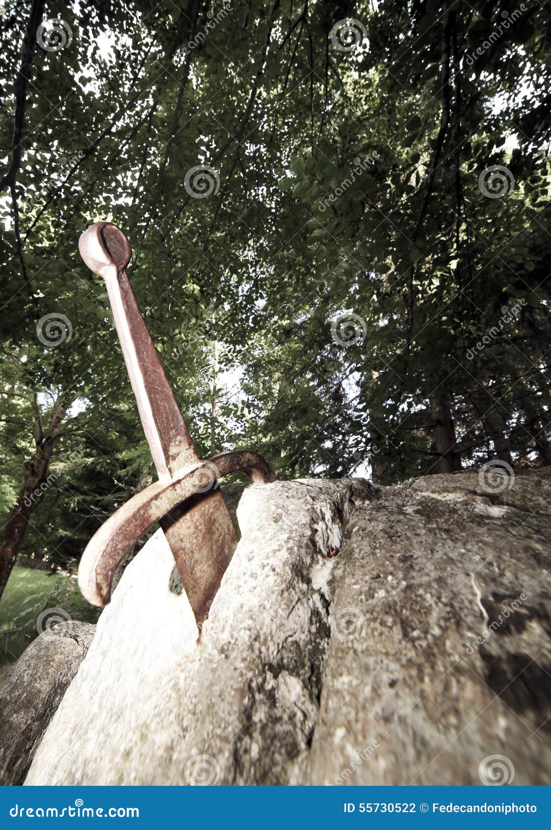 Excalibur, King Arthur\'s Sword In Stone. Edged Weapons From The Legend ...