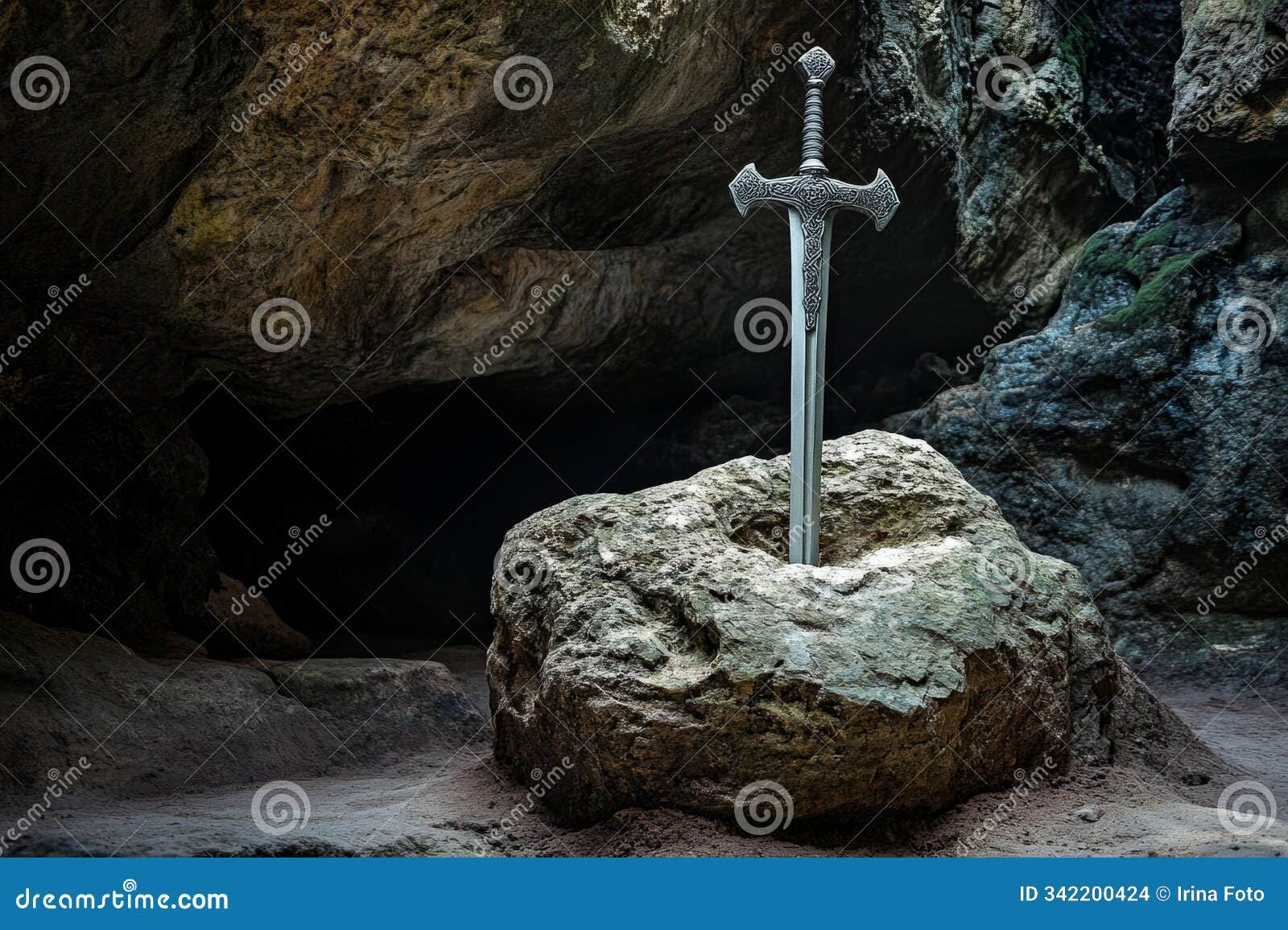 Excalibur the Legendary Sword Embedded in Rock, Surrounded by Ancient ...