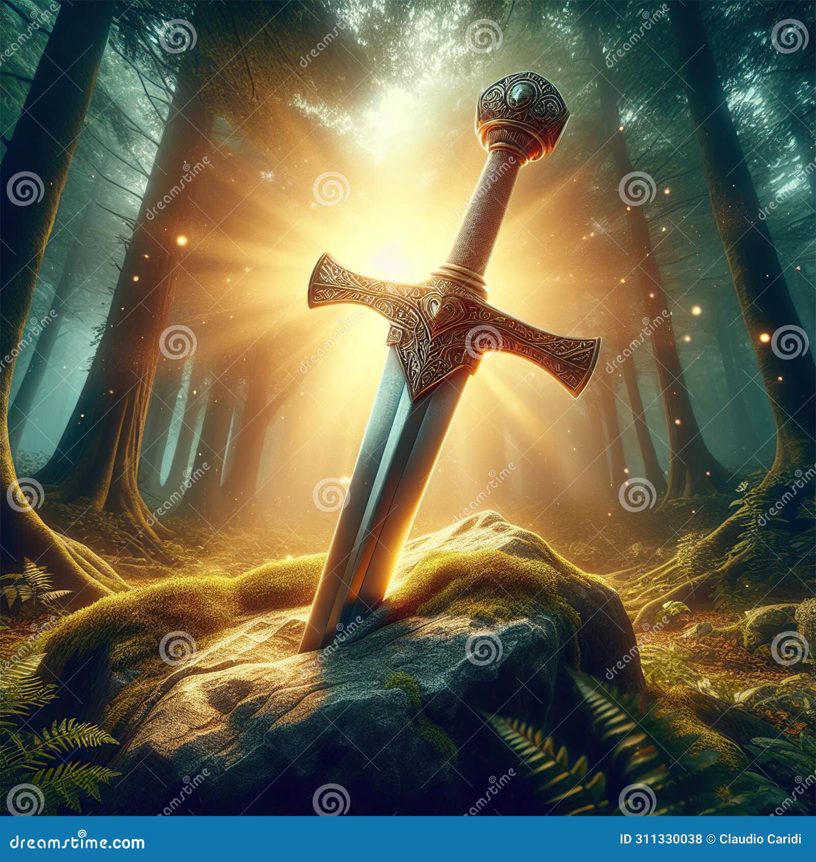 Excalibur. the Mythical Sword in the Stone Stock Illustration ...