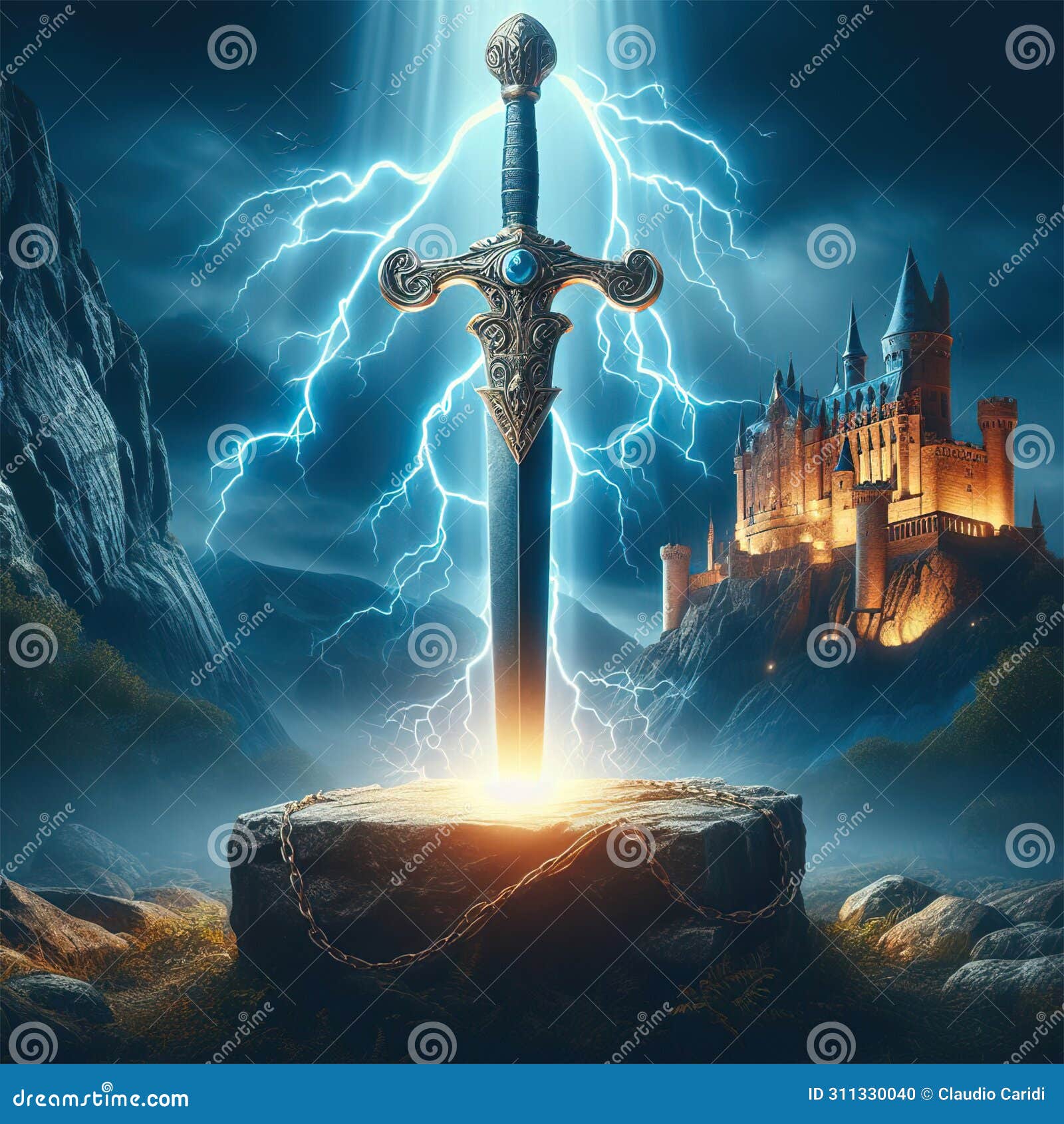 Excalibur. The Mythical Sword In The Stone. Knights Of The Round Table ...