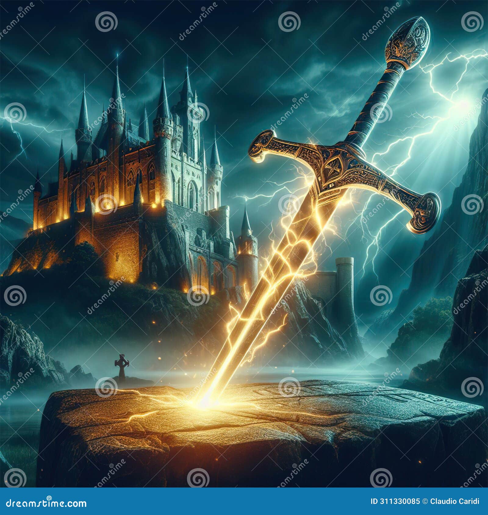 Excalibur. The Mythical Sword In The Stone. Knights Of The Round Table ...