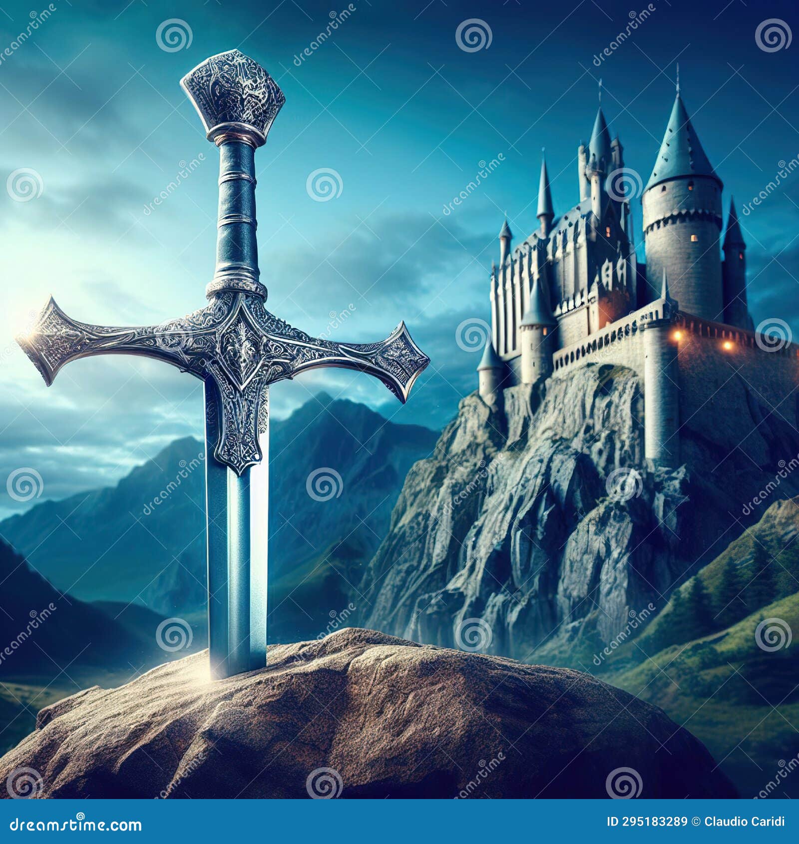 Excalibur. the Mythical Sword in the Stone Stock Illustration ...