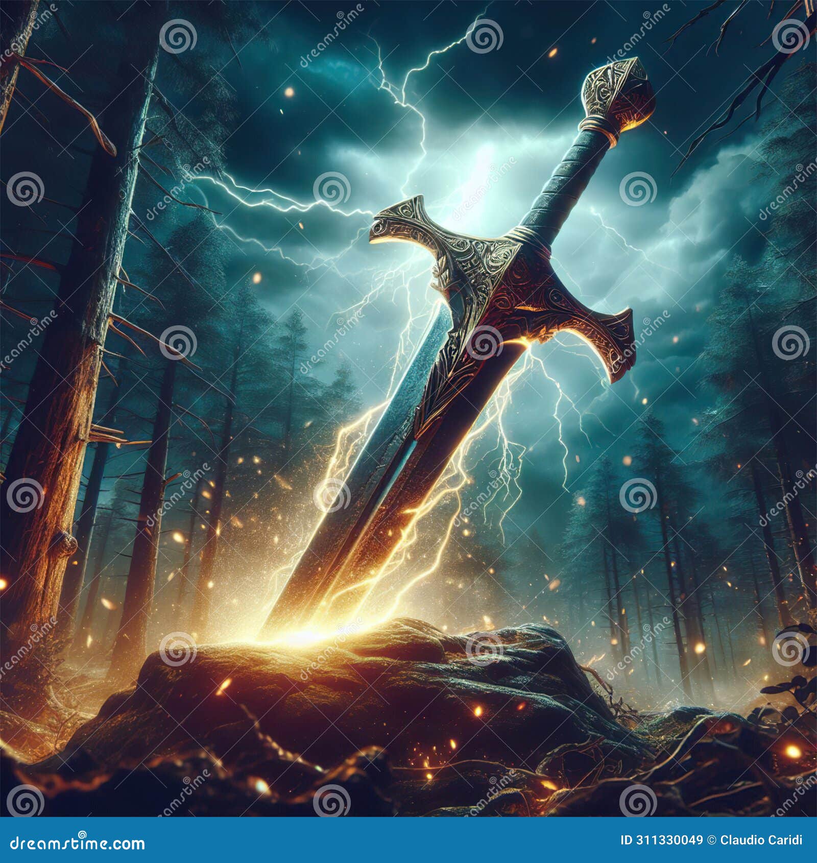 Excalibur. The Mythical Sword In The Stone. Knights Of The Round Table ...