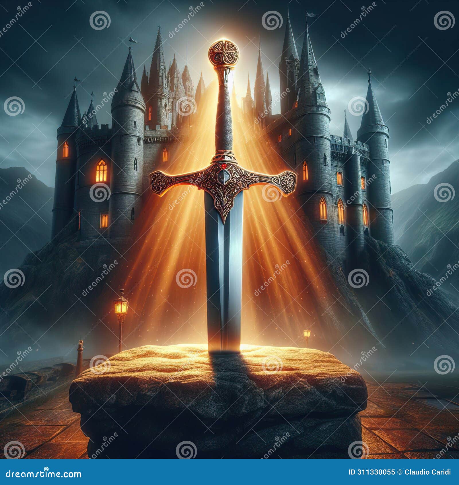 Excalibur. The Mythical Sword In The Stone. Knights Of The Round Table ...