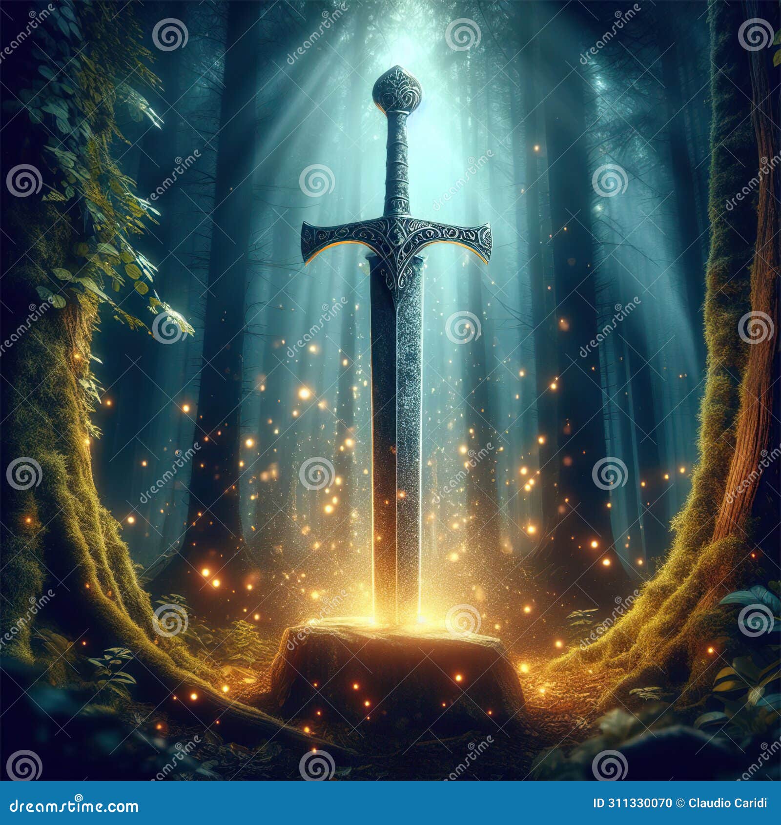 Excalibur. The Mythical Sword In The Stone. Knights Of The Round Table ...