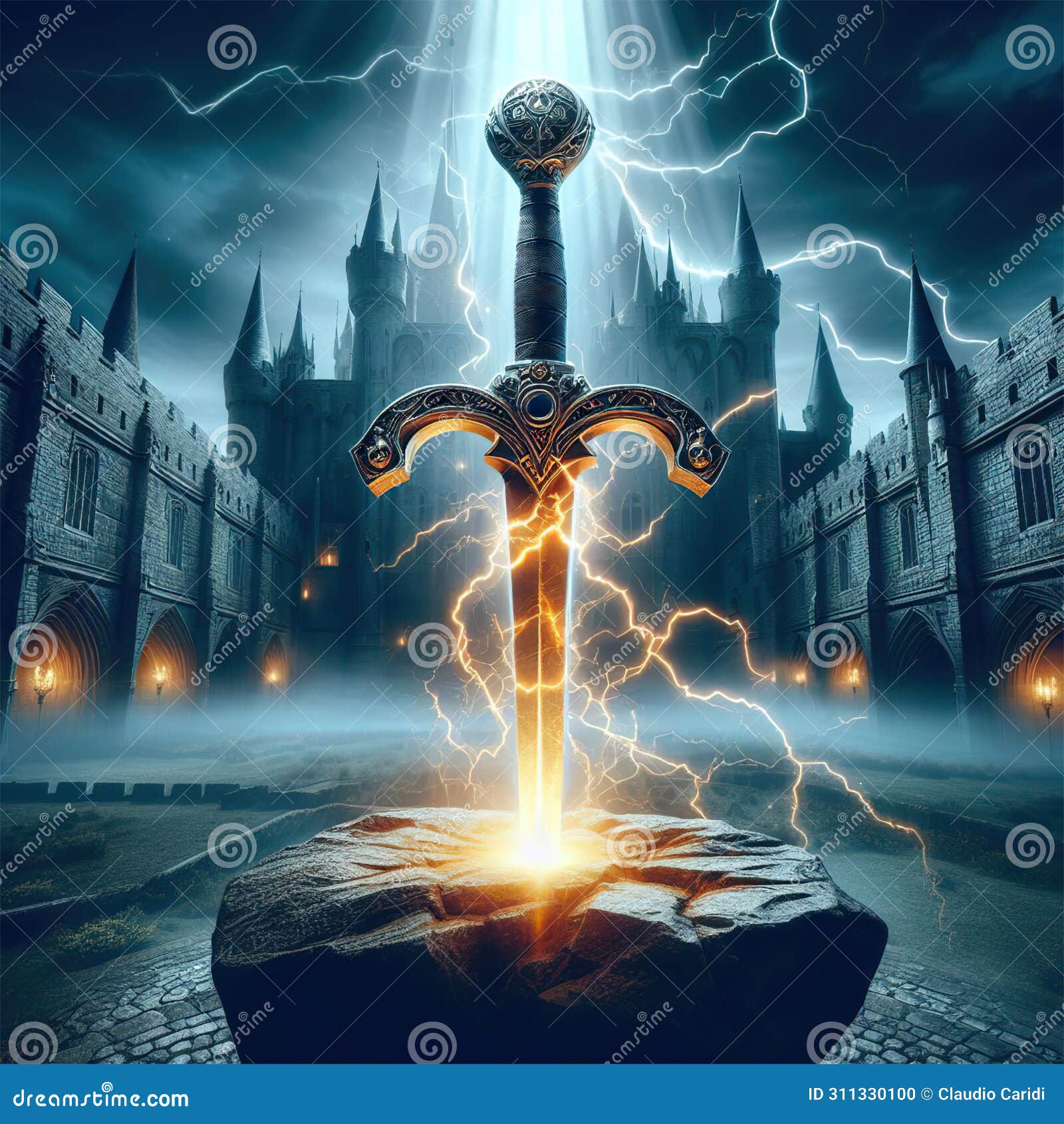Excalibur. The Mythical Sword In The Stone. Knights Of The Round Table ...