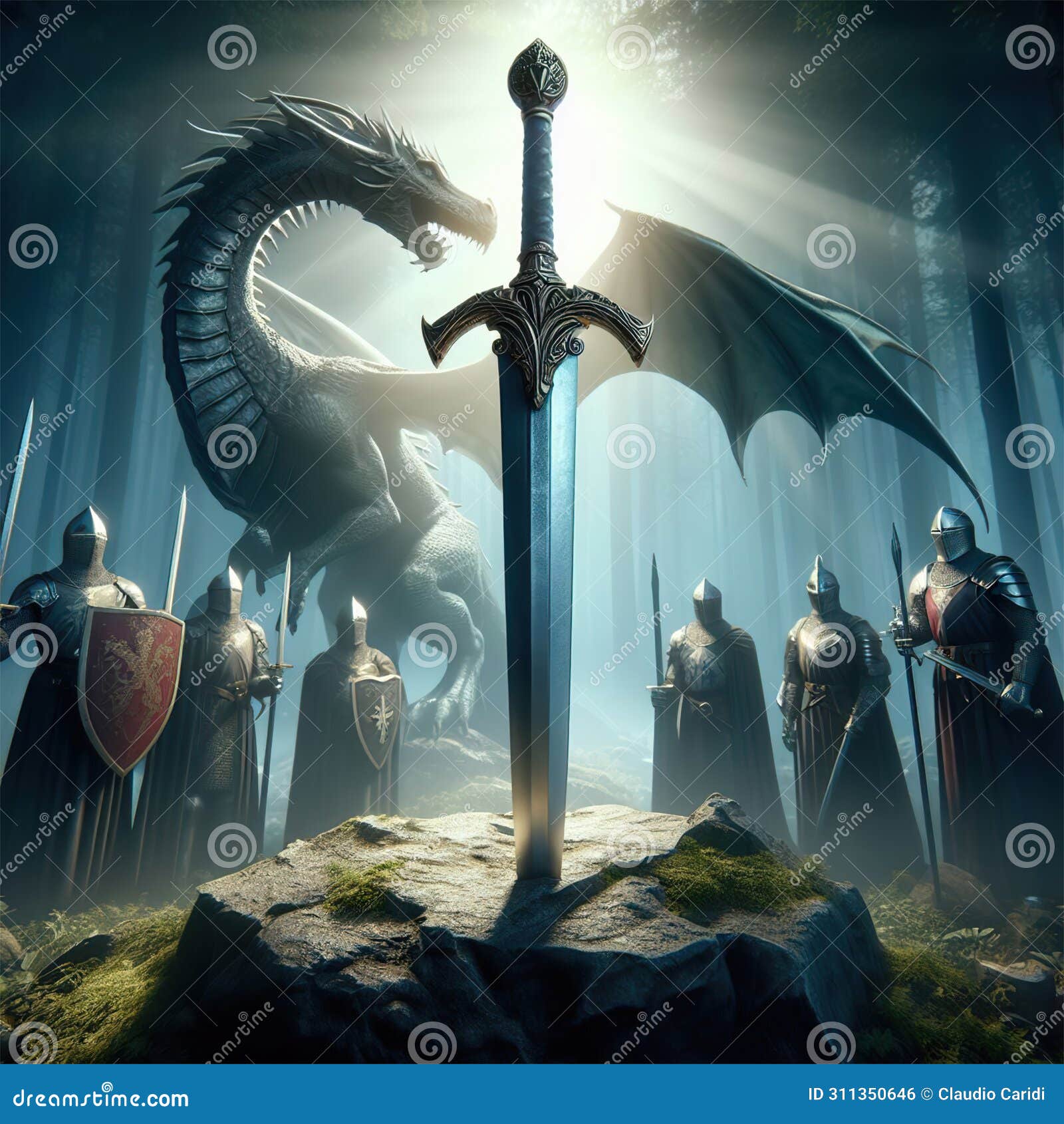 Excalibur. the Mythical Sword in the Stone Stock Illustration ...