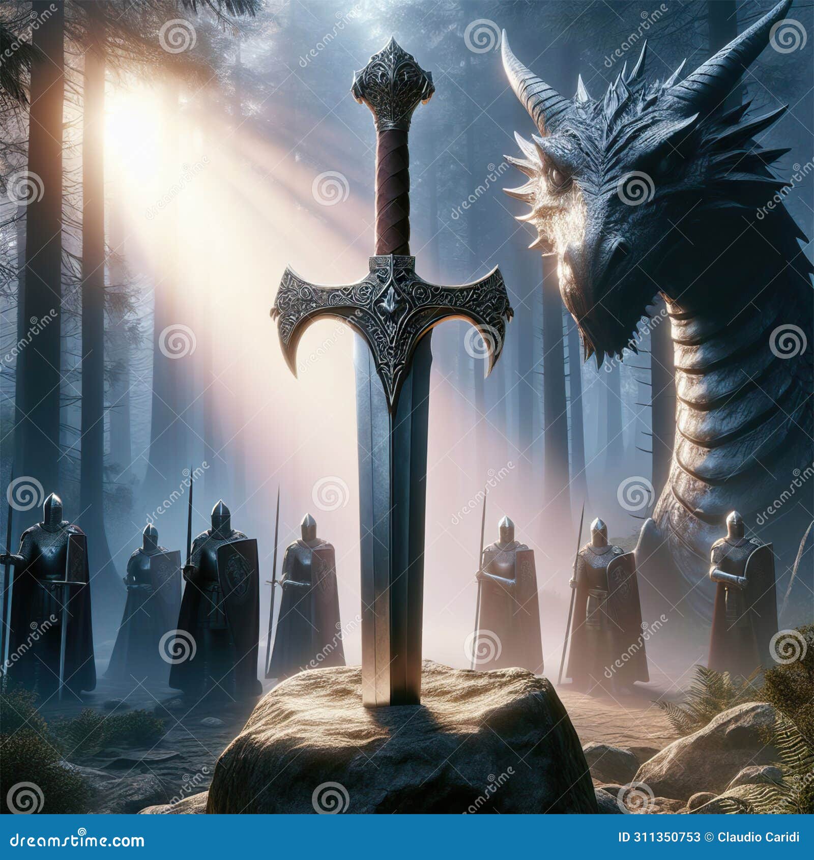 Excalibur. The Mythical Sword In The Stone. Knights Of The Round Table ...