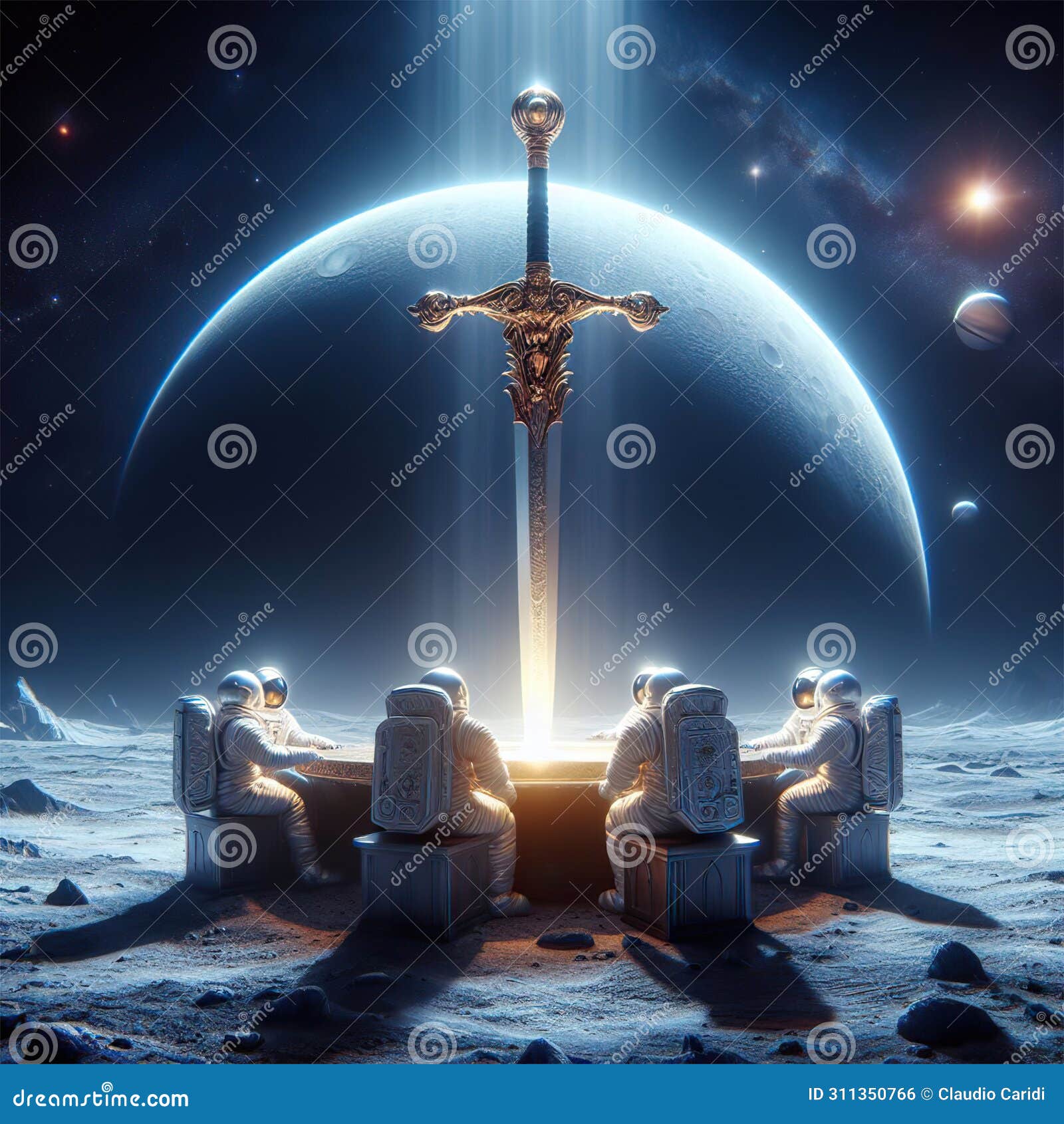 Excalibur. the Mythical Sword in the Stone Stock Illustration ...