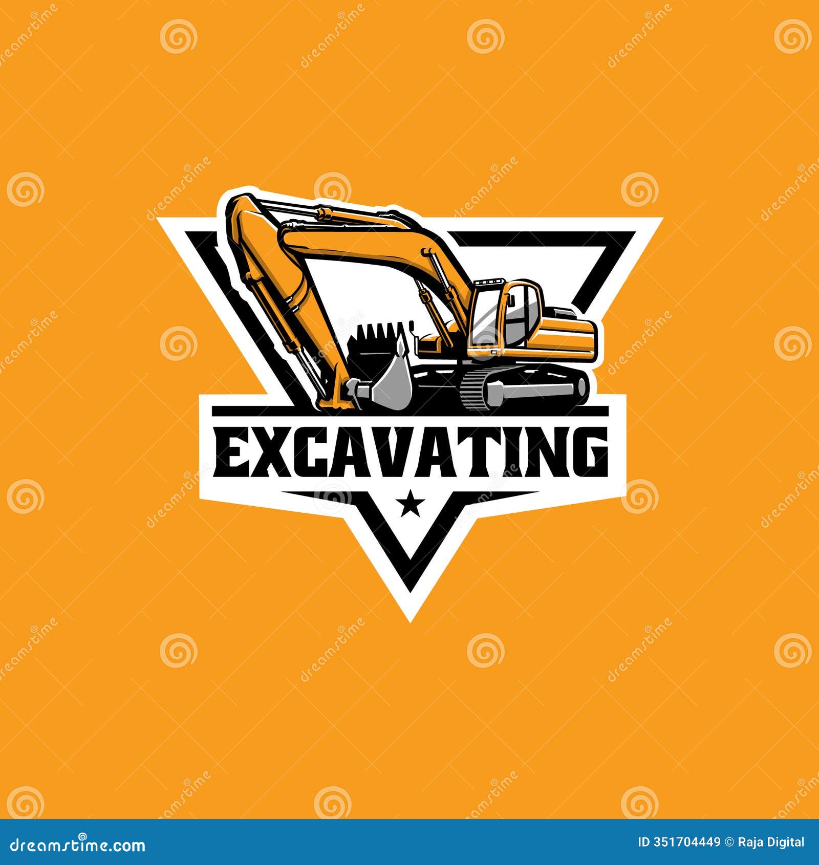 Excavating Logo Emblem Vector Art Illustration Isolated Stock Vector ...