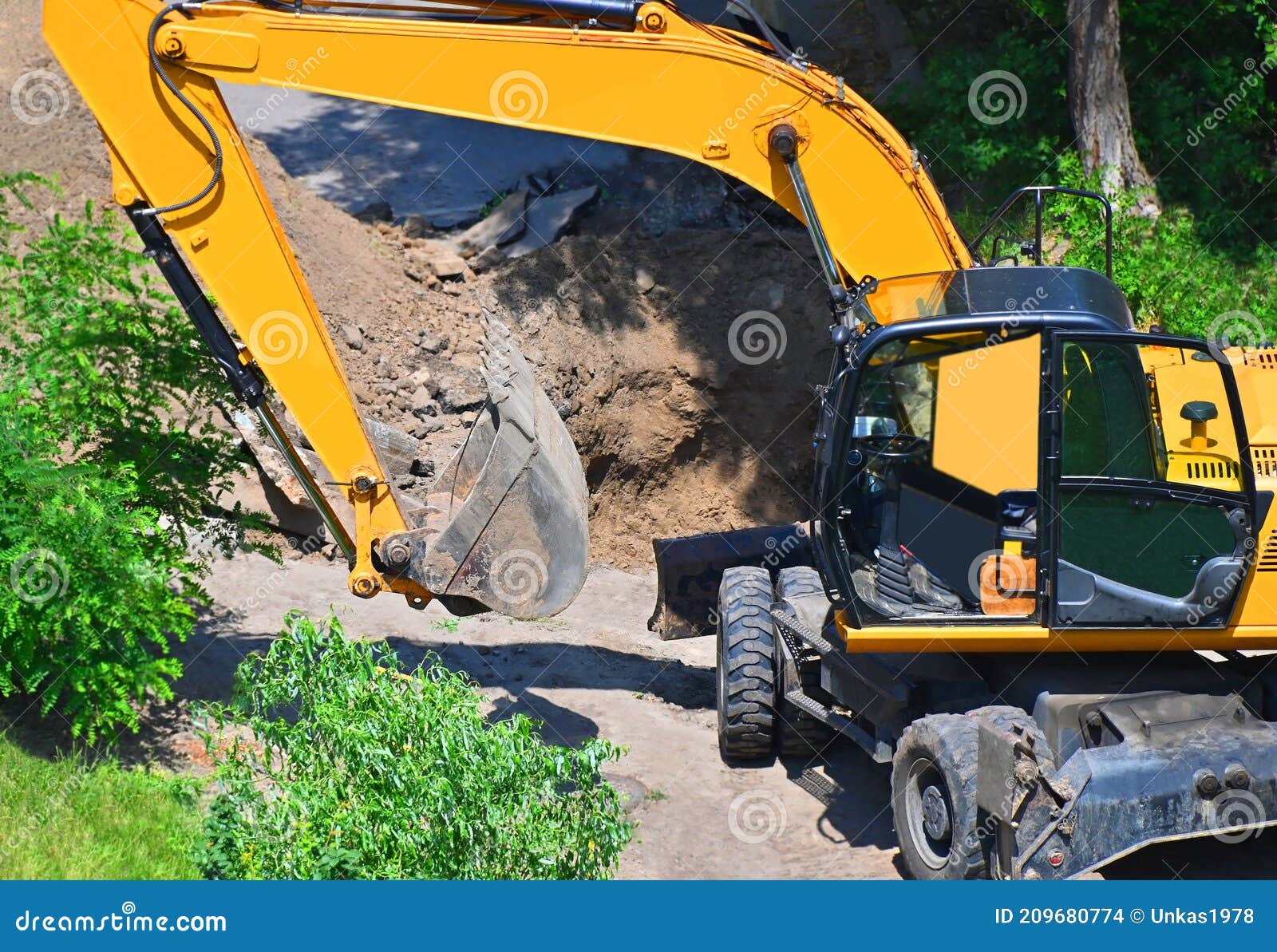 Excavating Machine on Construction Site Stock Photo - Image of ...