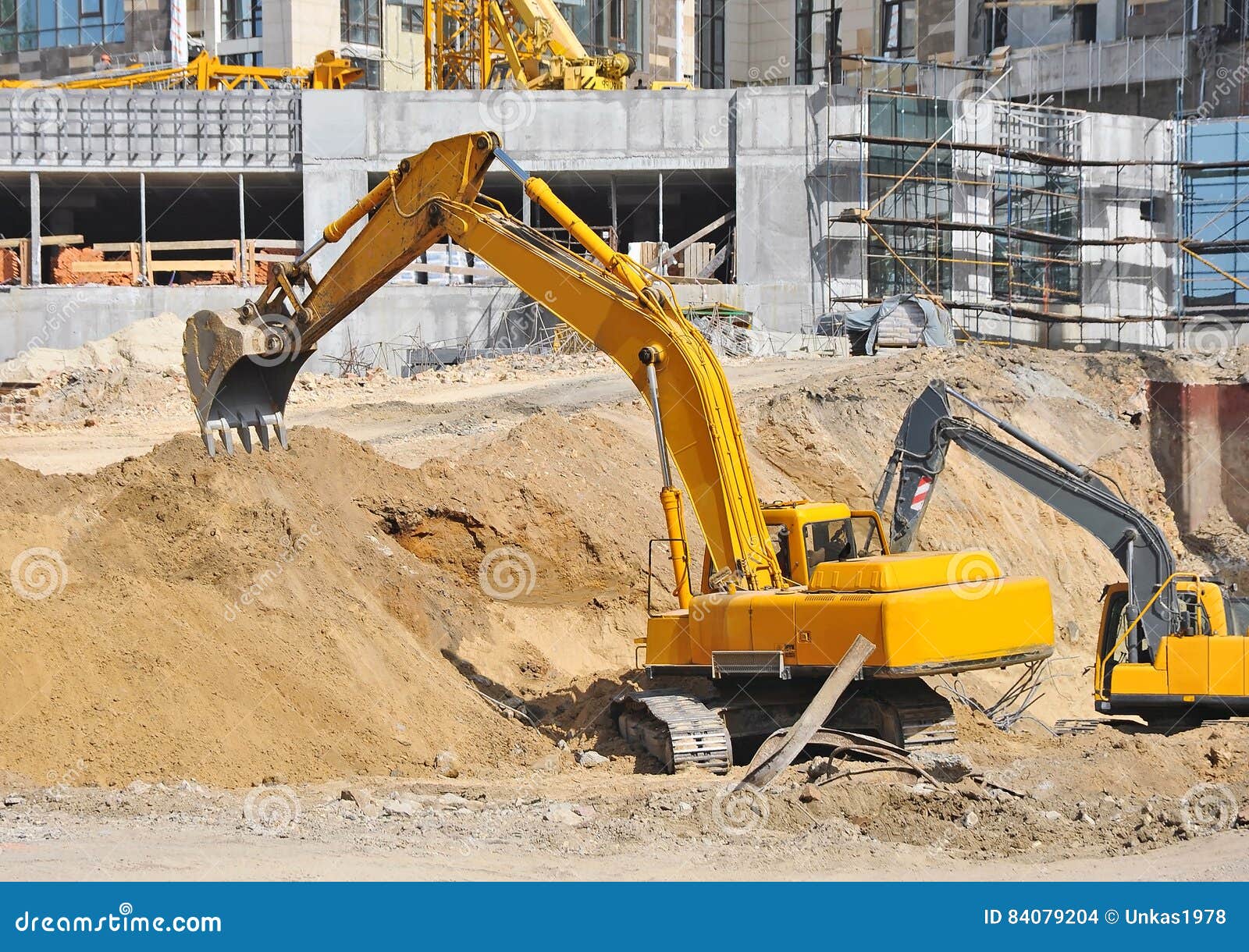 Excavating Machine on Construction Site Stock Photo - Image of ...